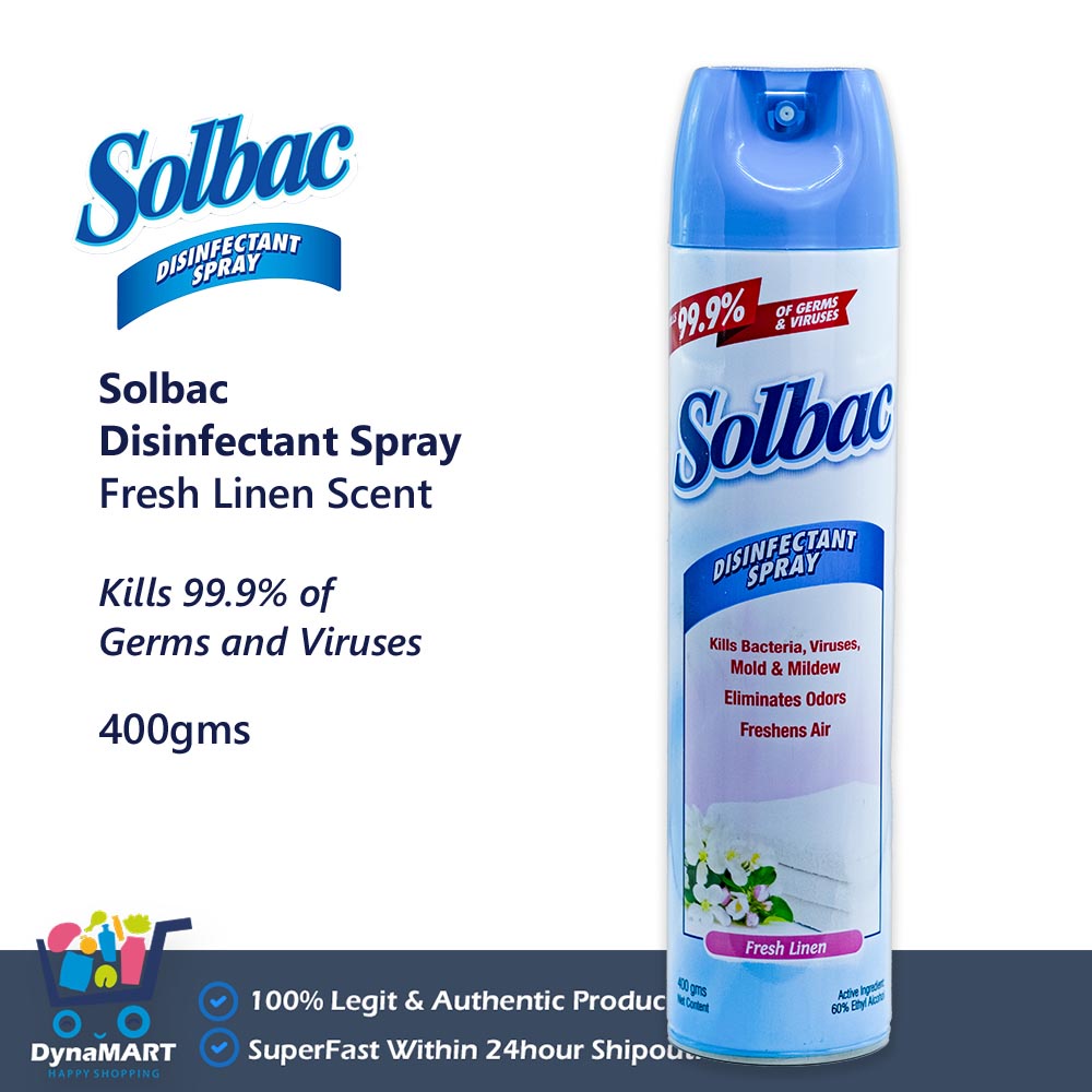 Solbac Disinfectant Spray Fresh Linen 400grams (Free Gift) | Shopee ...