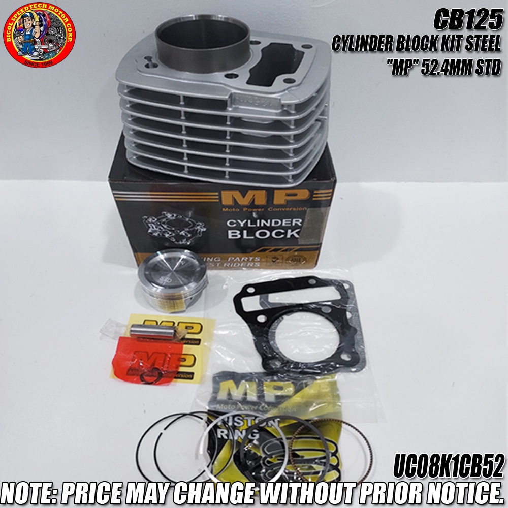 CB125/KYY CYLINDER BLOCK KIT STEEL "MP" 52.4MM STD (UC08K1CB52 ...