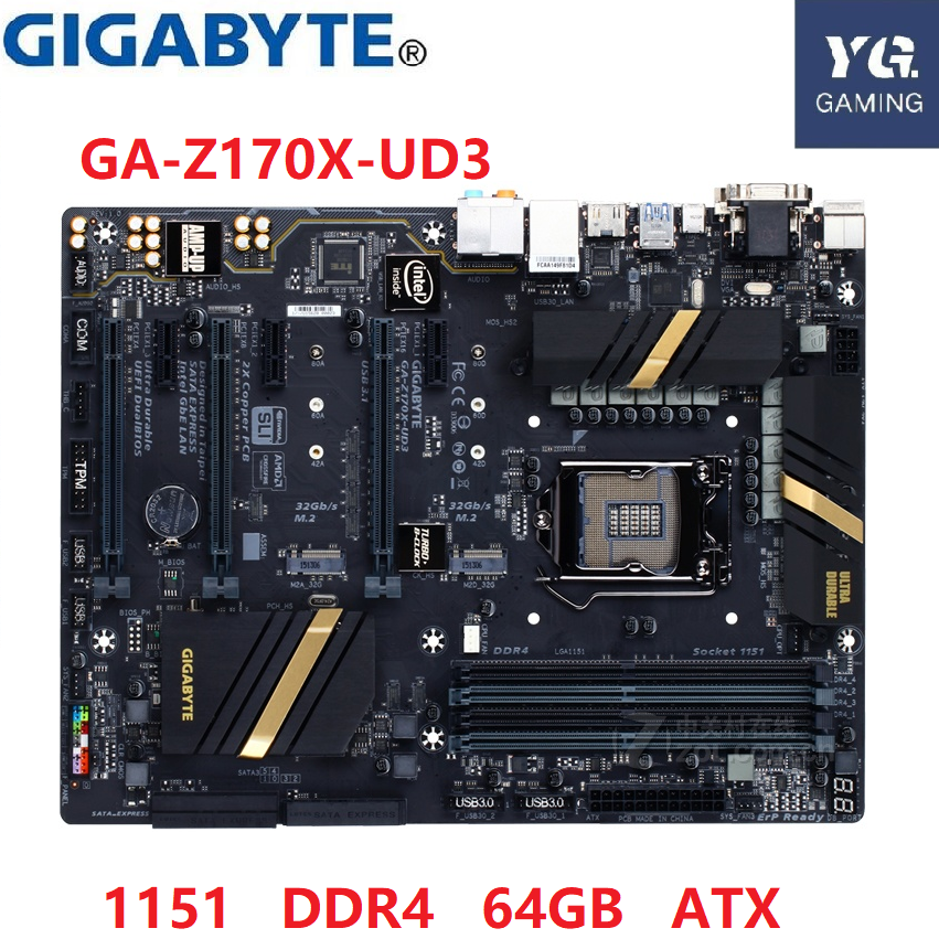 Gigabyte GA-Z170X-UD3 Original Used Desktop Motherboard Z170 LGA 1151 DDR4 64G USB3.1 ATX ...