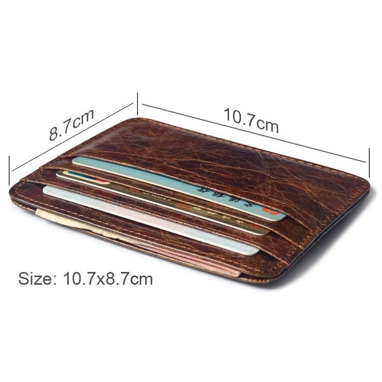 Retro Real Leather Mens Slim Credit Card Holder Bus Subway Campus Cards ...