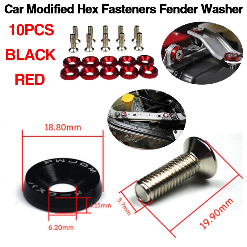 10pcs/Pack M6 JDM Style Fender Washers Aluminum Washers And Bolt For ...