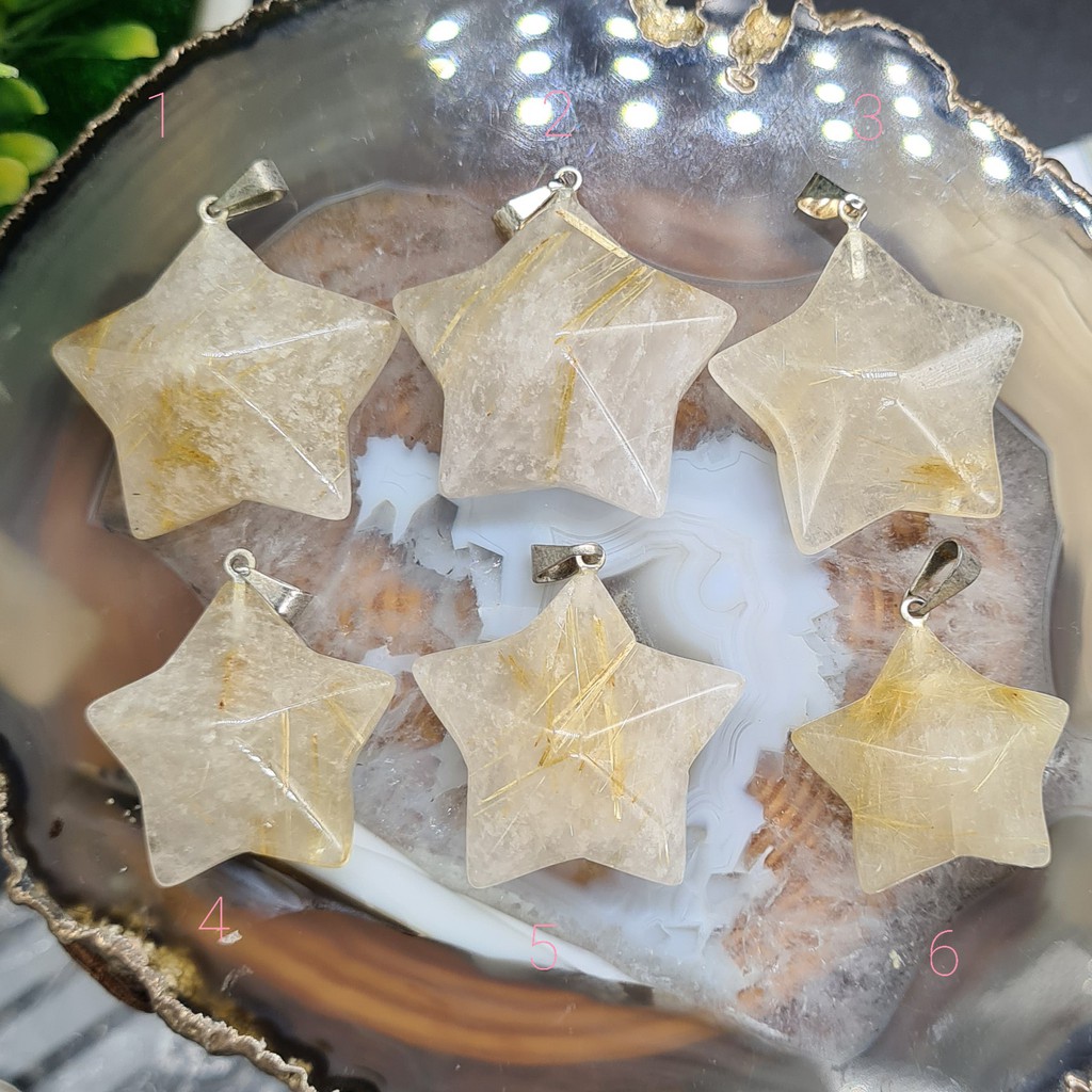 Rutilated Quartz Star Pendant - Rutilated Quartz Healing Crystals ...