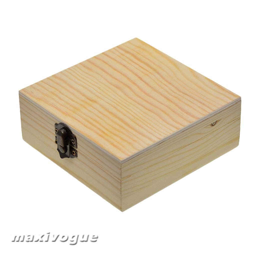 Square Unfinished Wood Jewelry Box Gift Boxes for Kids Toys DIY Craft ...