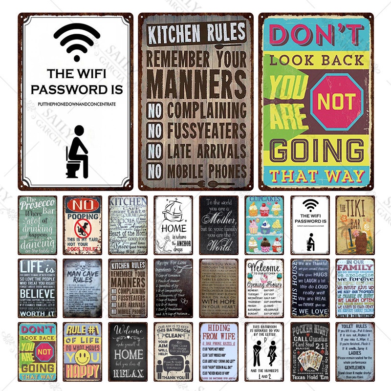 2024 Funny Plaque Metal Toilet Rules Posters Home Decor Vintage Tin ...