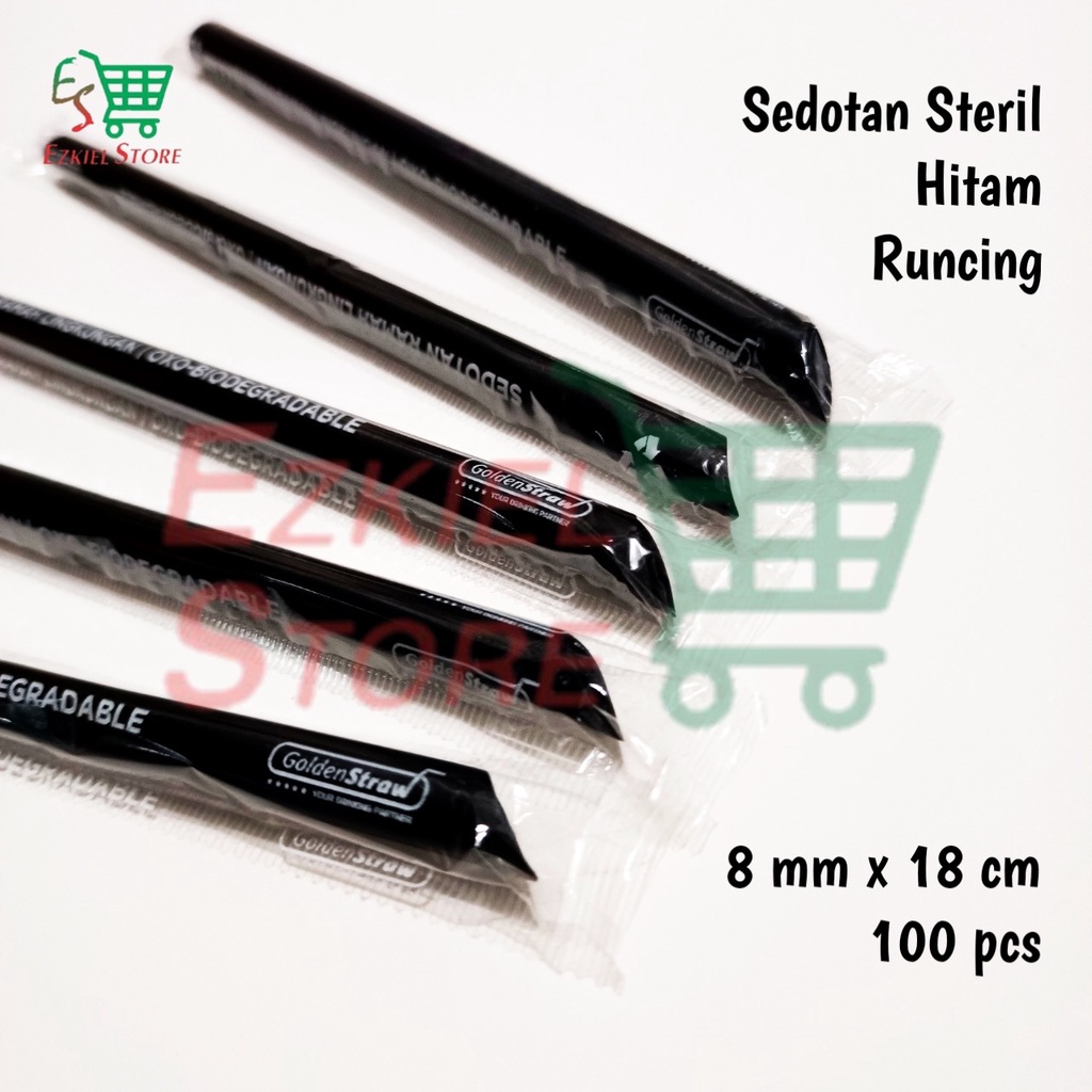 Black Plastic Straws 8 mm x 21 cm Pointed Sterile Hygienic 100 pcs ...