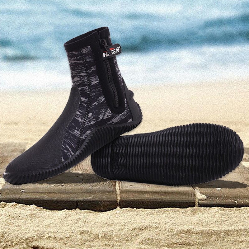 5MM Neoprene Diving Boots Men's and Women's Snorkeling Shoes high top ...