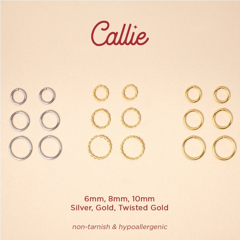 Callie Stainless Steel Endless Hoops (SOLD AS PAIR) Seamless No Lock ...