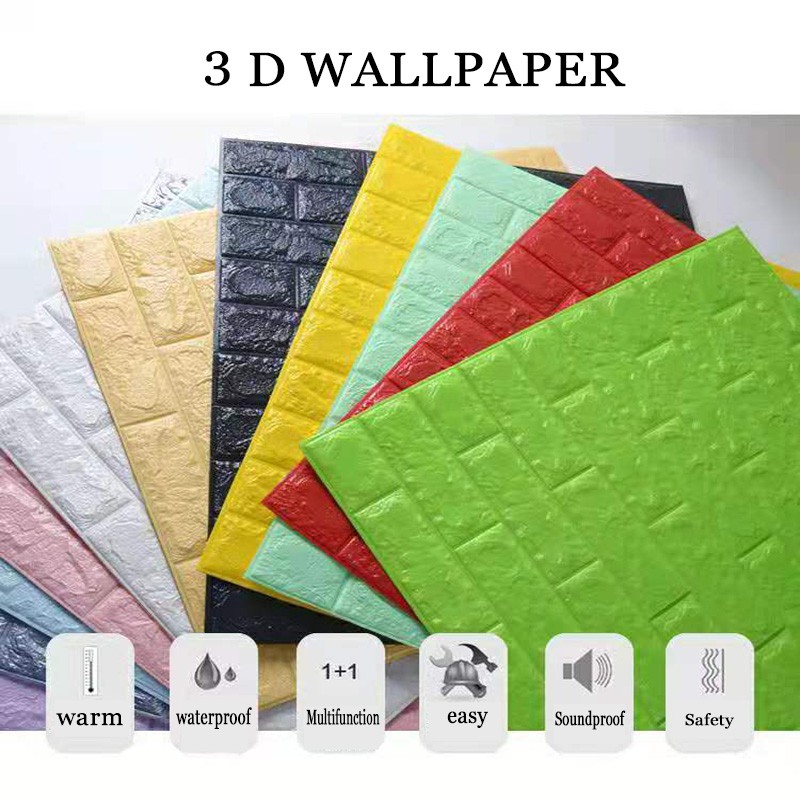 H&B 3D Foam Bricks Wall sticker paper DIY Self adhesive Wallpaper ...