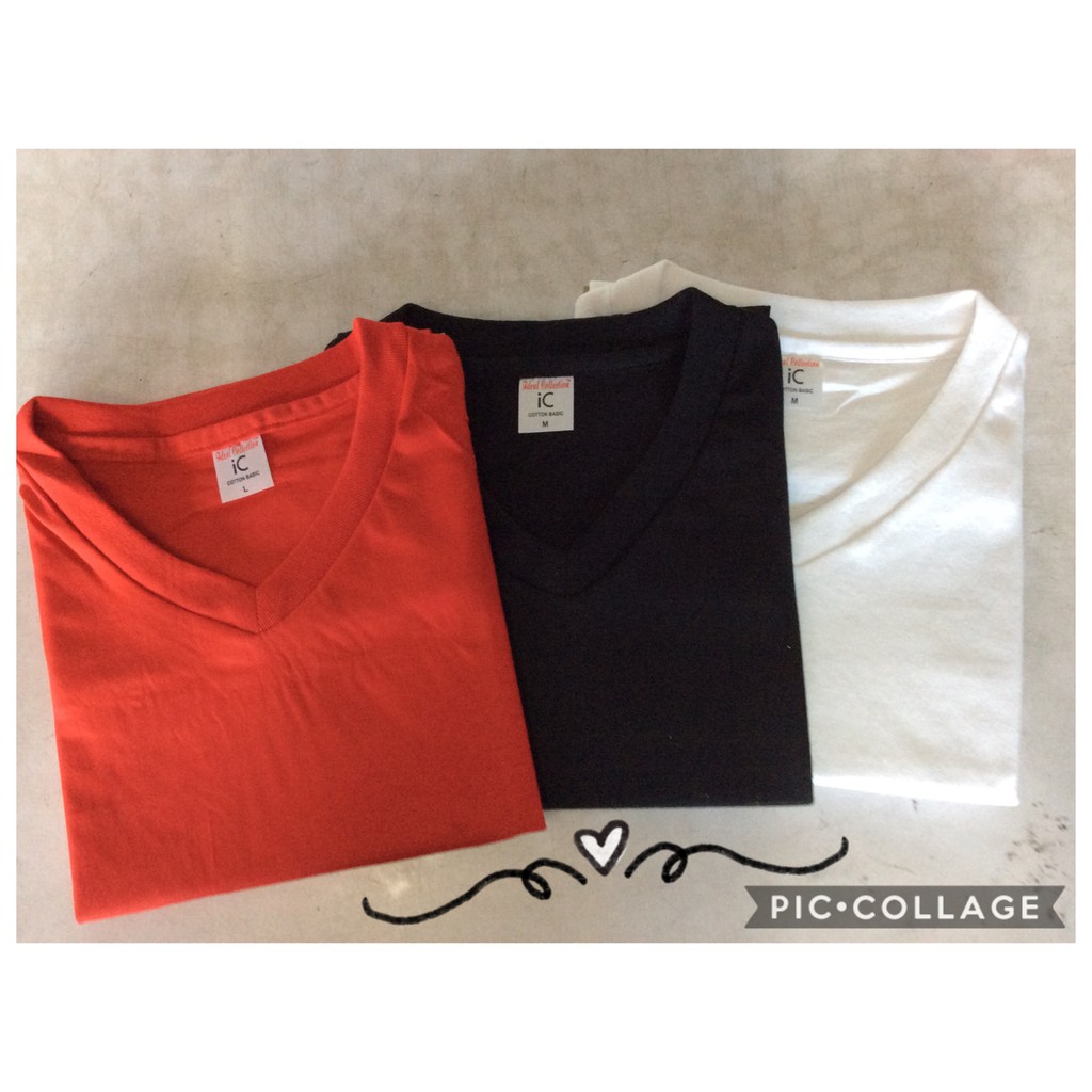 iC Plain Shirts Vneck Black, White, Red & assorted colors | Shopee ...
