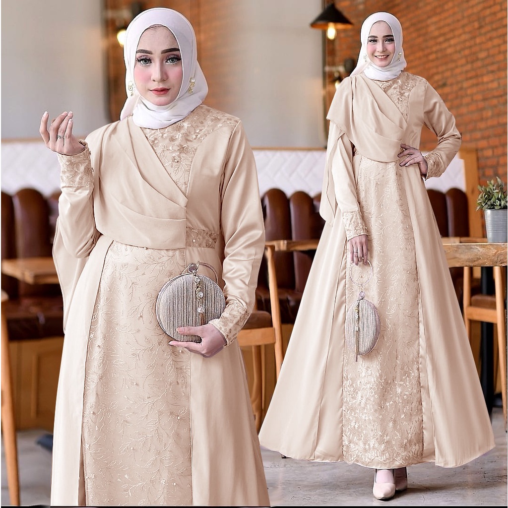 Gamis SAFFIYA Women's Muslim Clothes Jumbo Gamis Brukat Tile Teenagers ...