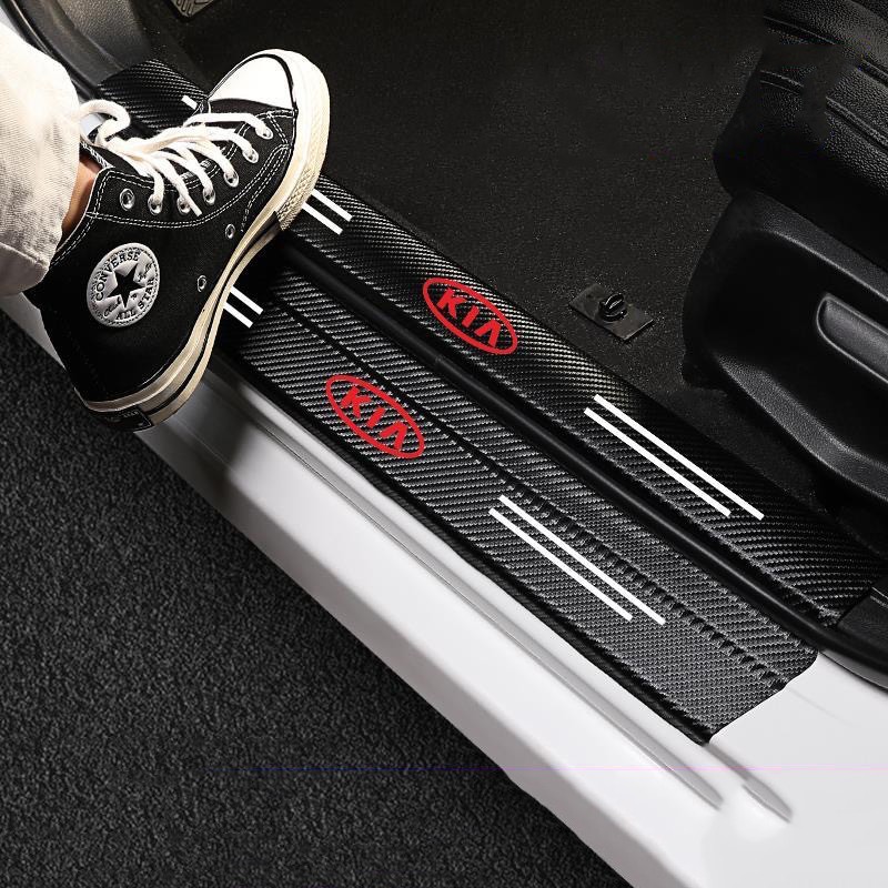 4PCS Car Door Sill Protector Carbon Fiber Auto Threshold Protect ...