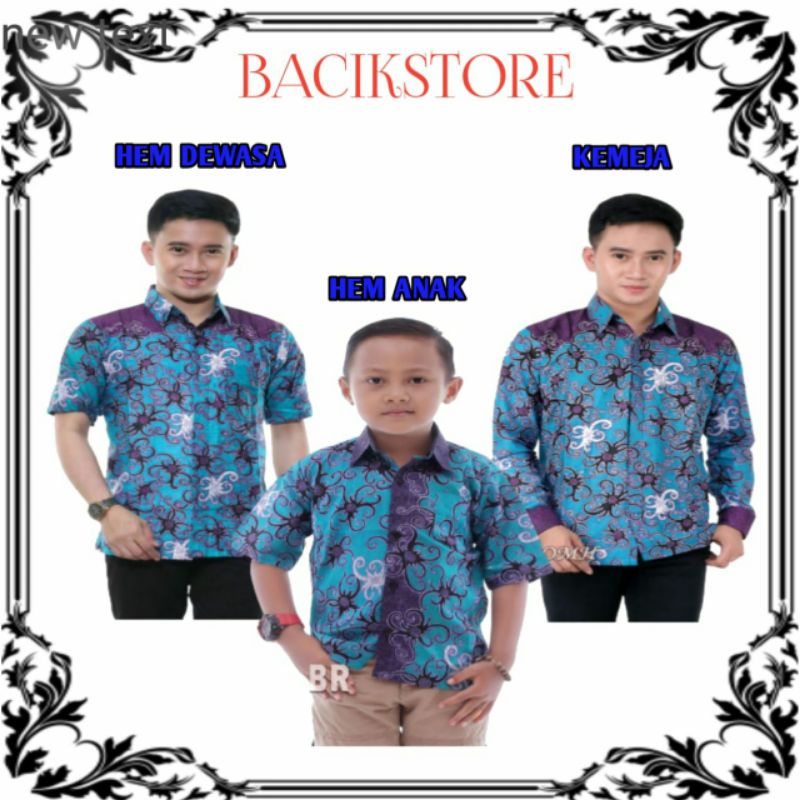 Couple Batik Father And Son - Male ~ COUPLE MOTIF CUMI - Blue | Shopee ...