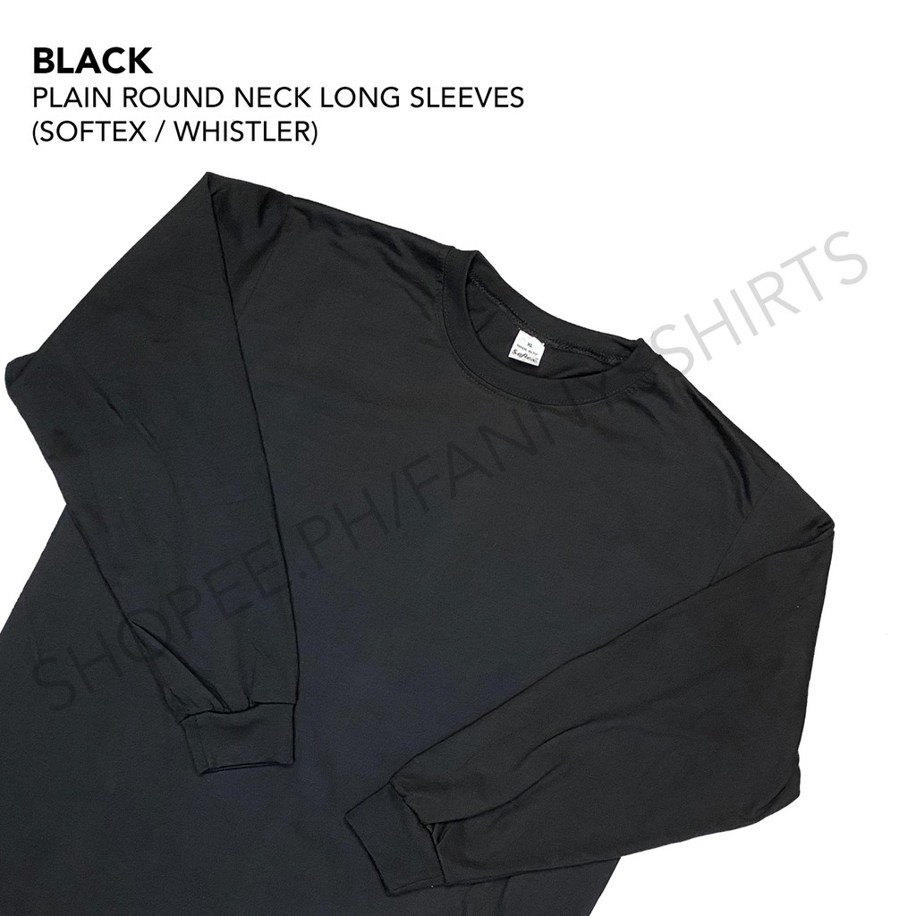 Plain Round Neck Long Sleeves | Softex Whistler | Black Gray White ...