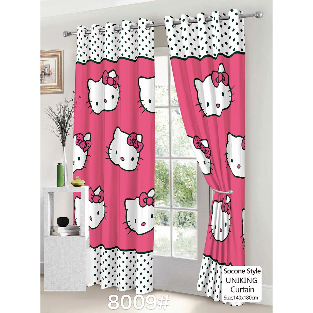COD Hello Kitty Curtain Bathroom Windows Bedroom Windows No Ring 140cm ...