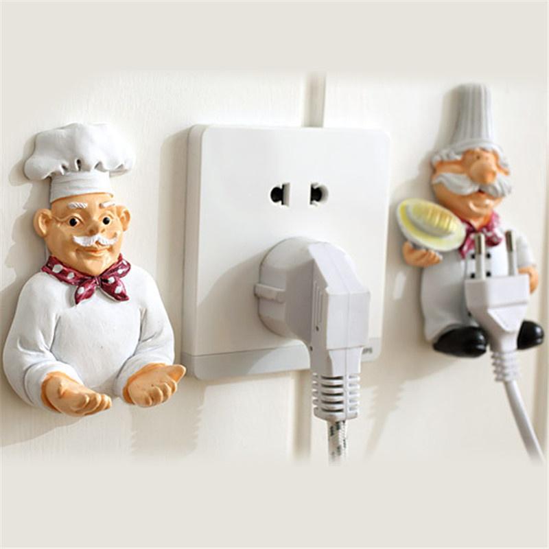 Creative Lovely Cartoon Chef Strong Storage Rack Hook Wall Decor Plug ...