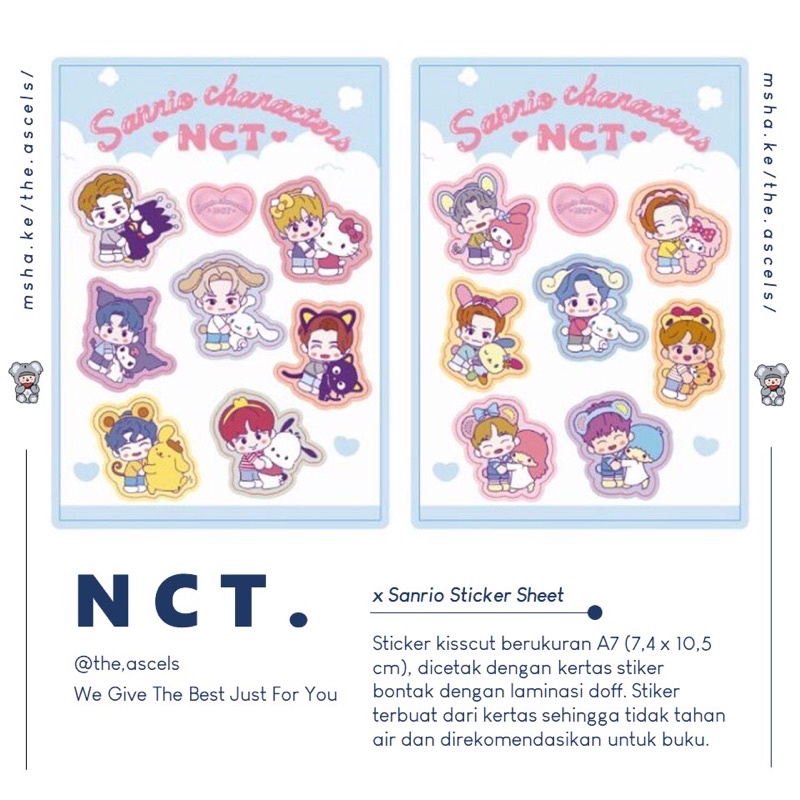 Nct x Sanrio Sticker Sheet | Nct Dream, NCT 127, WayV Sticker | Shopee ...