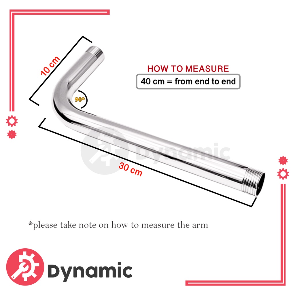 Dynamic 40cm ( 30cm + 10cm ) Rain Shower Stainless Arm Only | Shopee Philippines