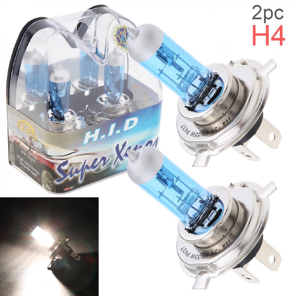 2pcs 12V H4 60/55W 6000K Car Xenon Front Headlight Fog Bulb | Shopee ...