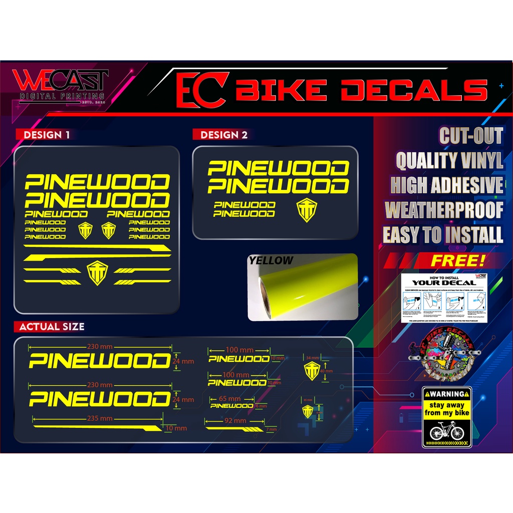 WECAST Pinewood Bike Frame Decals Sticker for MTB/Road Bike and Fixie ...