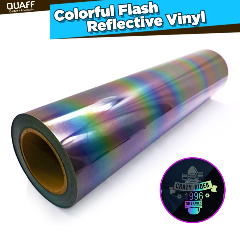 QUAFF PU Reflective Rainbow Flash Heat Transfer Vinyl for Shirt ...