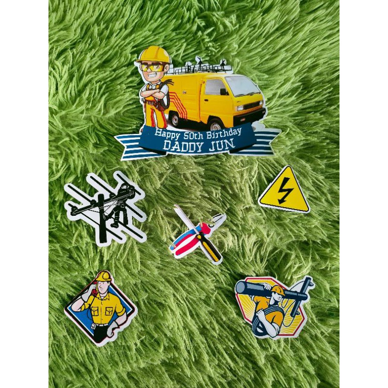 Lineman Theme Customize Cake and Cupcake Toppers | Shopee Philippines