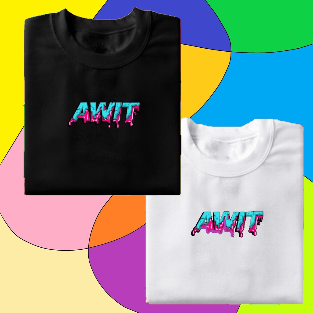 T-shirt Clothing Awit Blue Text Design Cotton (4 Size S, M, L, XL ...