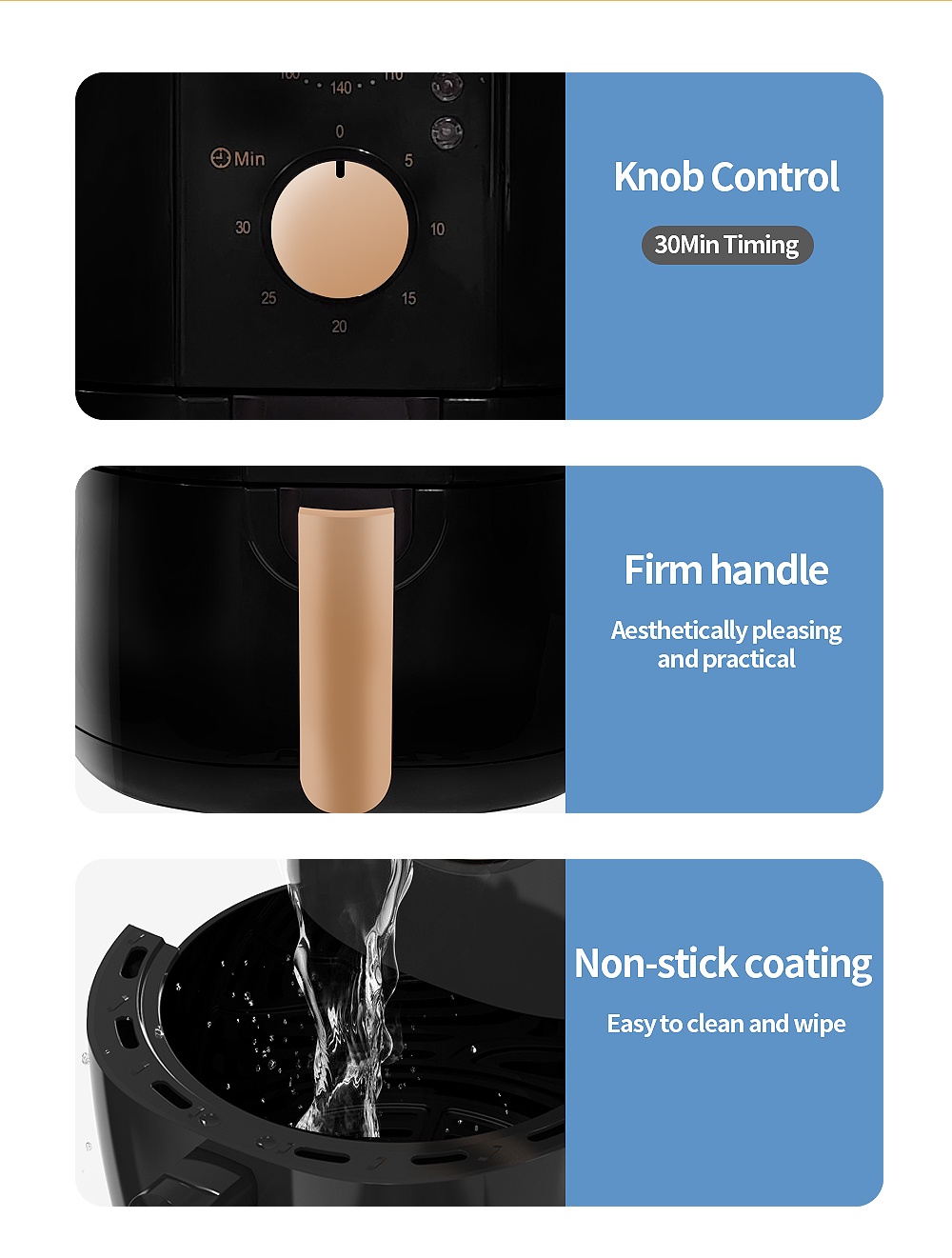 KAISA VILLA Air Fryer Electric Household Fries Machine Non Stick Fry Tools Oil Free 5.5L ...