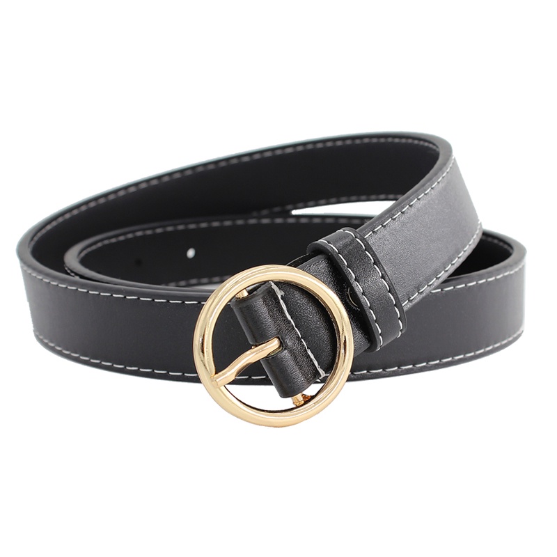 Hot-selling Korean women's decorative belt simple round Japanese buckle ...