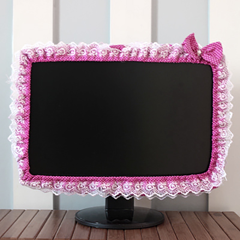 Lace Fabric Computer Frame Cover Monitor Screen Dust Cover With Elastic ...