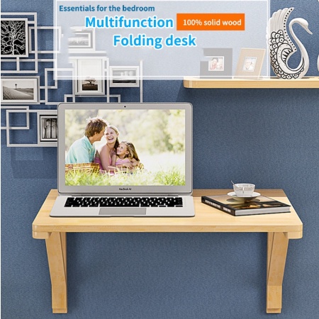 Solid wood folding wall-mounted home computer desk writing desk against ...