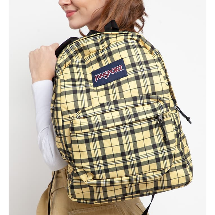 (100% Original) JANSPORT SUPERBREAK BACKPACK THROWBACK PLAID YELLOW ORIGINAL ORI Bag AUTHENTIC ...
