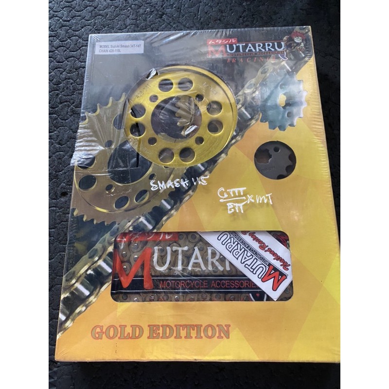 Mutarru chain sprocket set GOLD EDITION suzuki SMASH 110/125 (Yayamanin ...