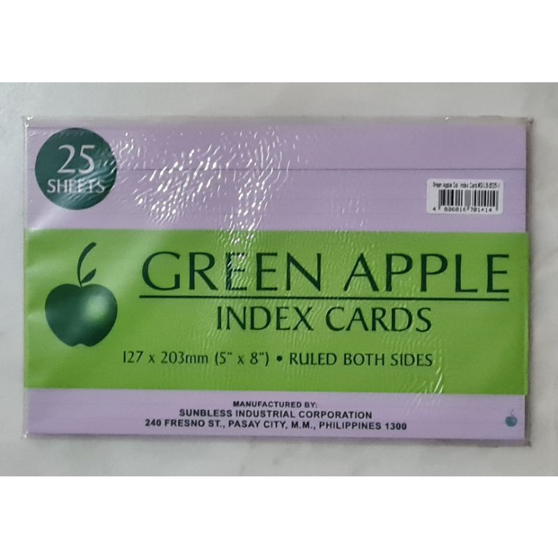 1/2 Index Card Green Apple 5x8 per Pack (25's) | Shopee Philippines