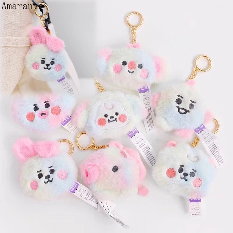 KPOP Bangtan Boys Keychains Cute Gradient Plush Soft Stuffed Doll Toy ...