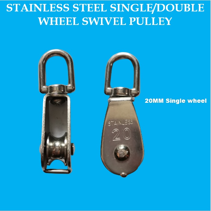 Stainless Steel Single and Double 20MM Wheel Swivel Pulley Hanging Wire ...
