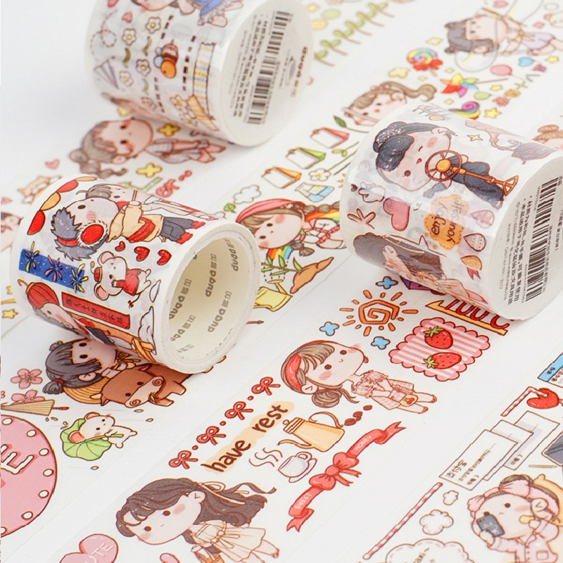 Small mochi Washi Tape Cute Character Handbook Material repeatedly ...