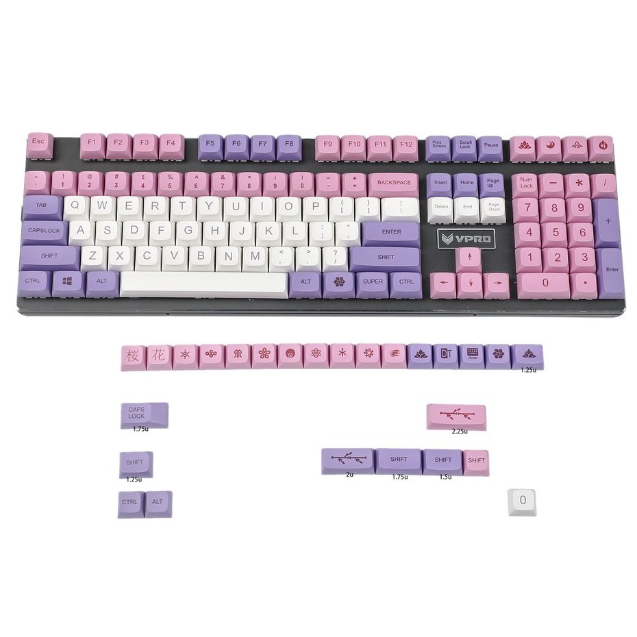 ZDA 134 Key Hana Keycap Dye Sub PBT Ball Shape Keyset ANSI 61 64 84 87 ...