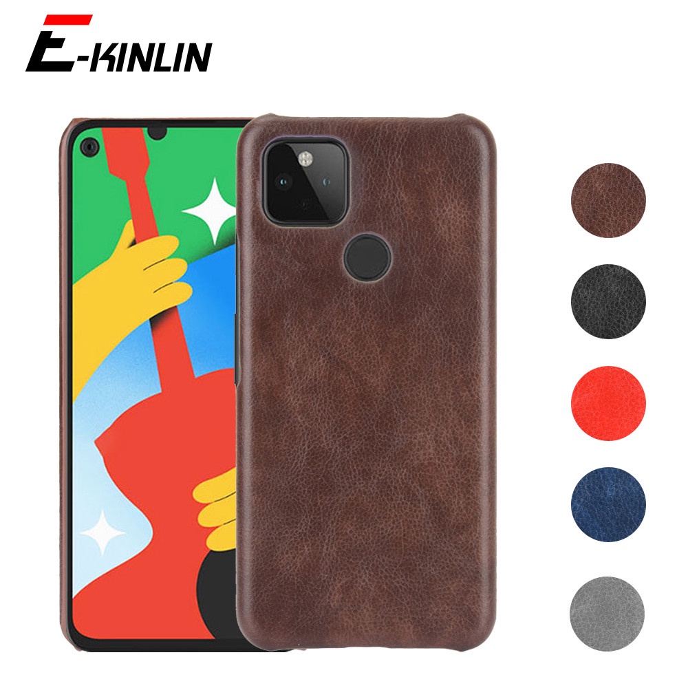 Luxury Litchi PU Leather Skin Protective Back Cover For Google Pixel 5 ...