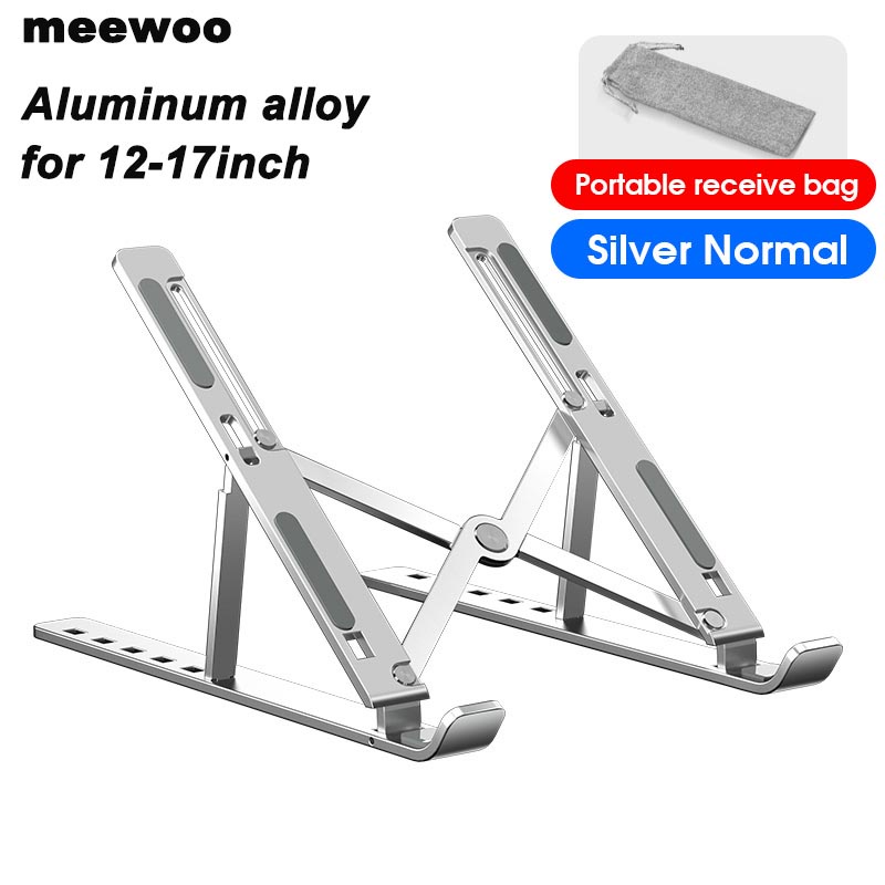 Meewoo Aluminum Laptop Stand Portable 6 Heights Adjustable Ventilated ...