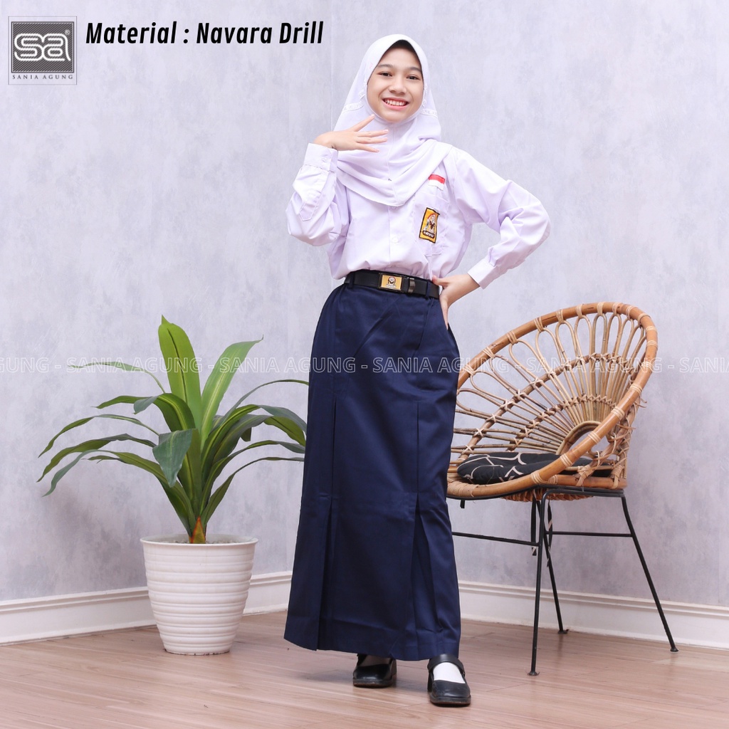 PUTIH Mts Middle School Skirt Long School Uniform Skirt Split 2 Blue ...