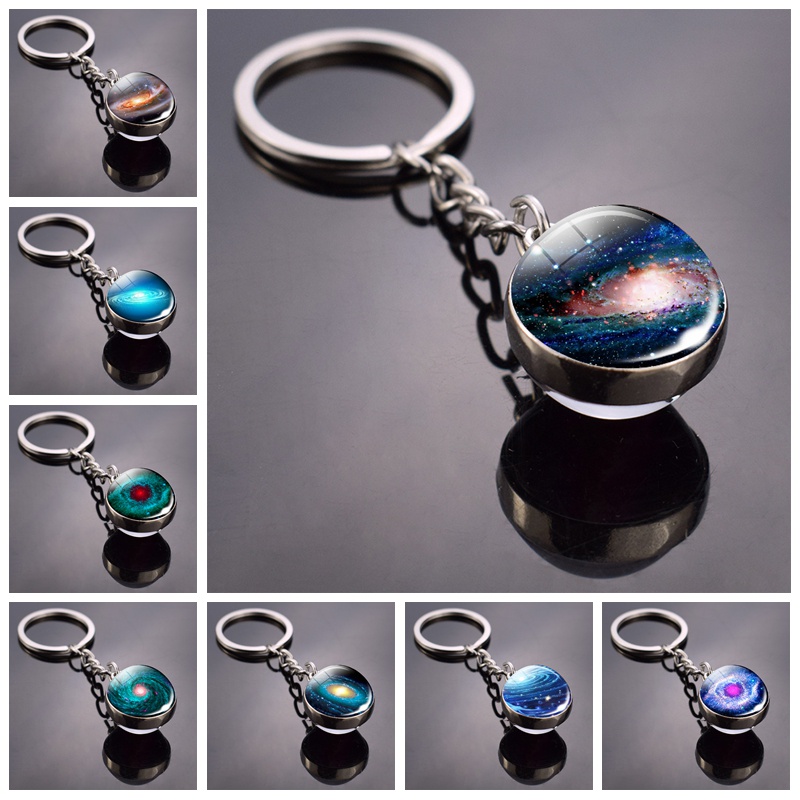 Universe Black Hole Key Chains Galaxy Outer Space Double Side Glass ...