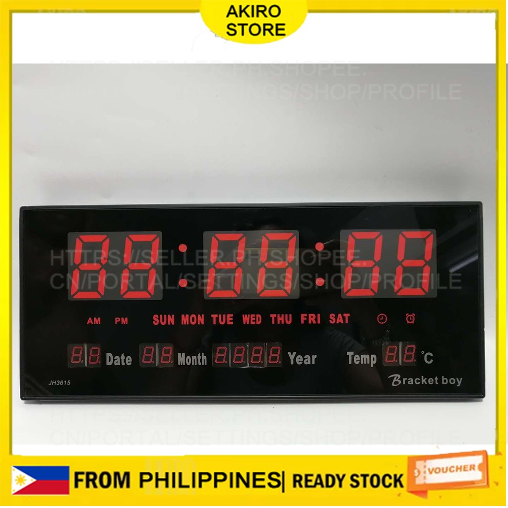 JH3615 Large Digital Display LED Wall Clock{cod} | Shopee Philippines