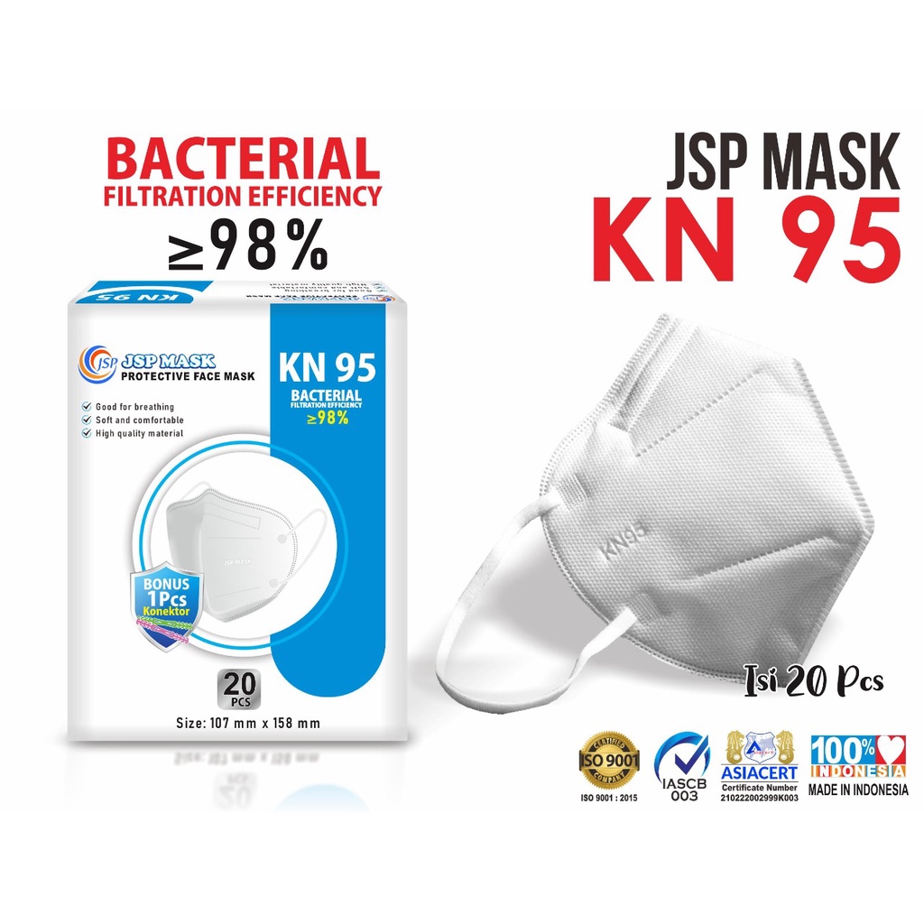 KN95 MASK 1 BOX contains 20PCS KN 95 MASK 5 layers JSP MASK SM.20 ...