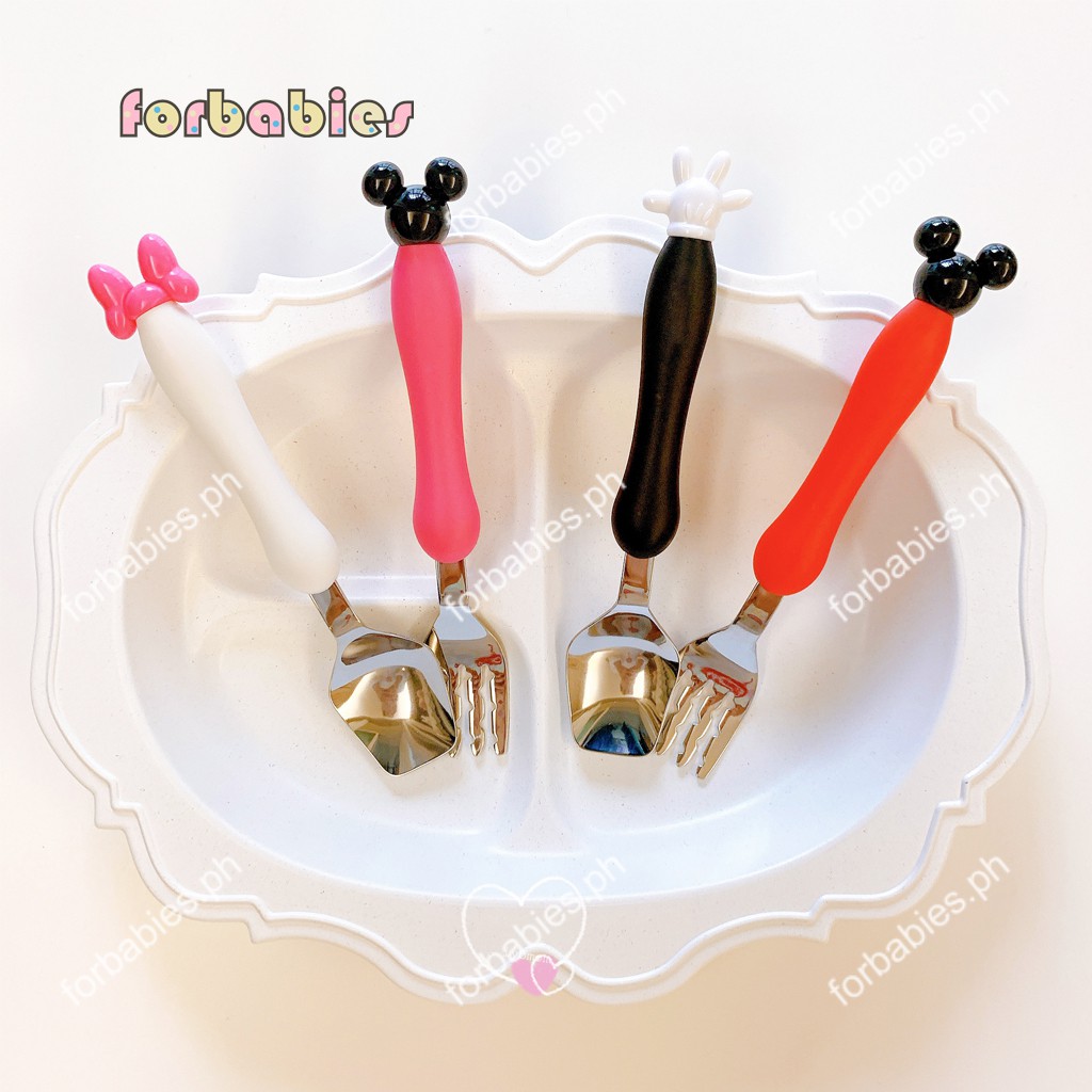 Baby childs 2pcs Spoon+Fork Children's cute cartoon stainless steel ...