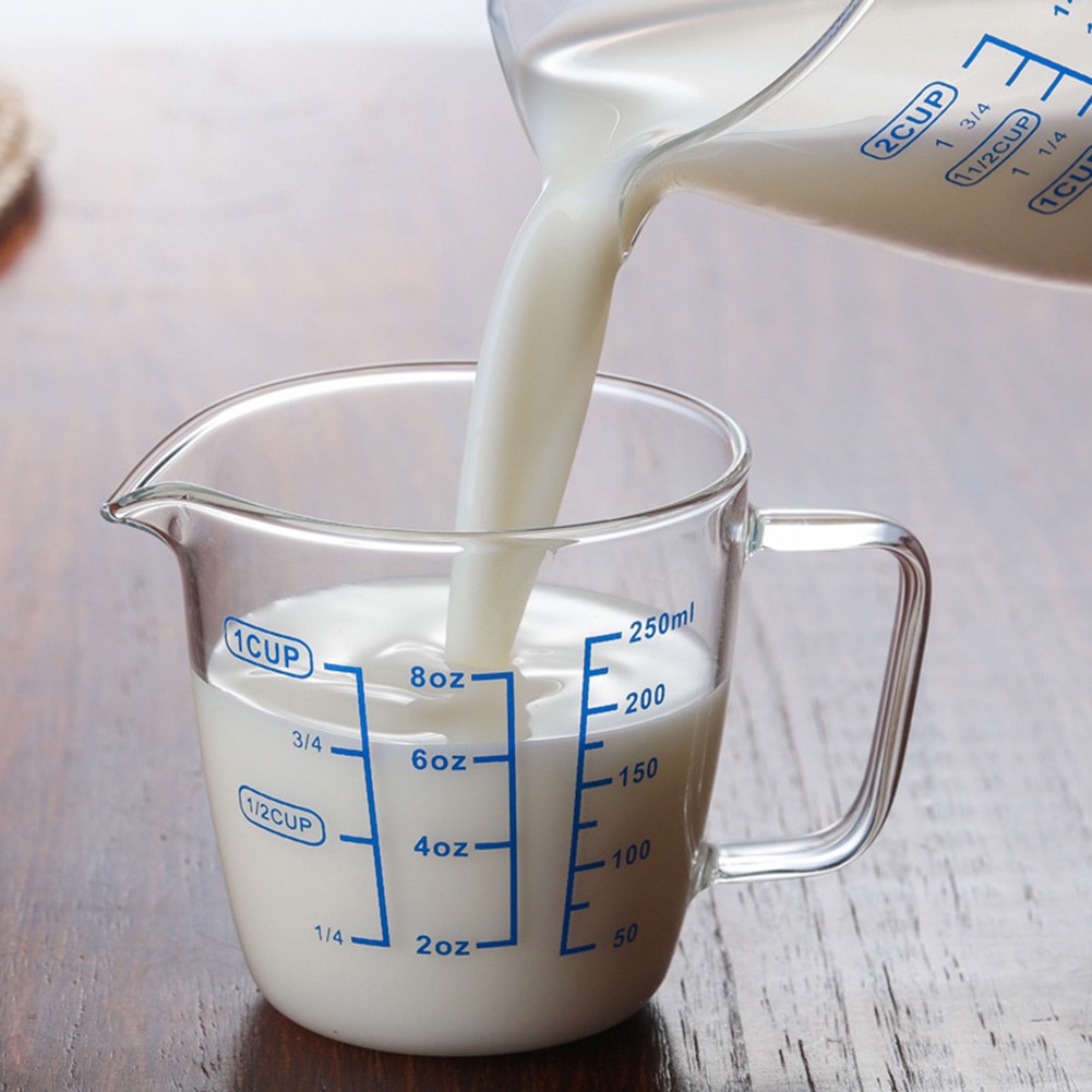 250ml/500ml Heat Resisting Glass Measuring Cup Milk Water Scale ...