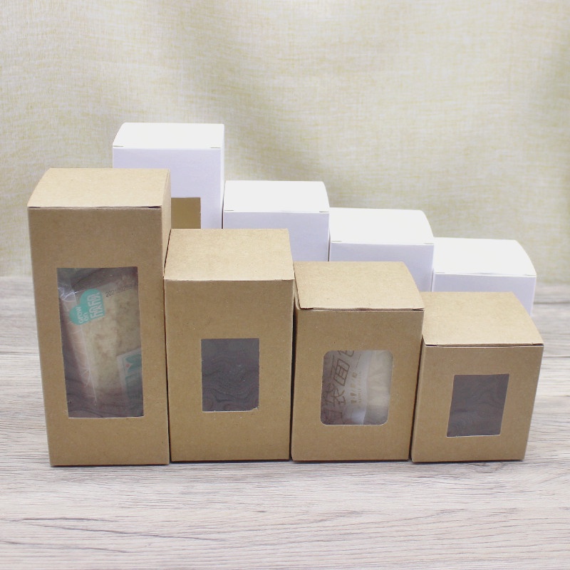10Pcs 7x7x8cm-7x7x16cm Paper Window Box DIY White Box Packing Gift ...