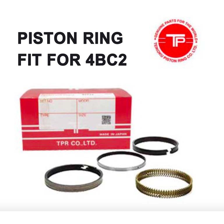 TP Piston Ring SET Fit for Isuzu 4BC2 / 4BC1 Engine 102mm Bore Diameter ...