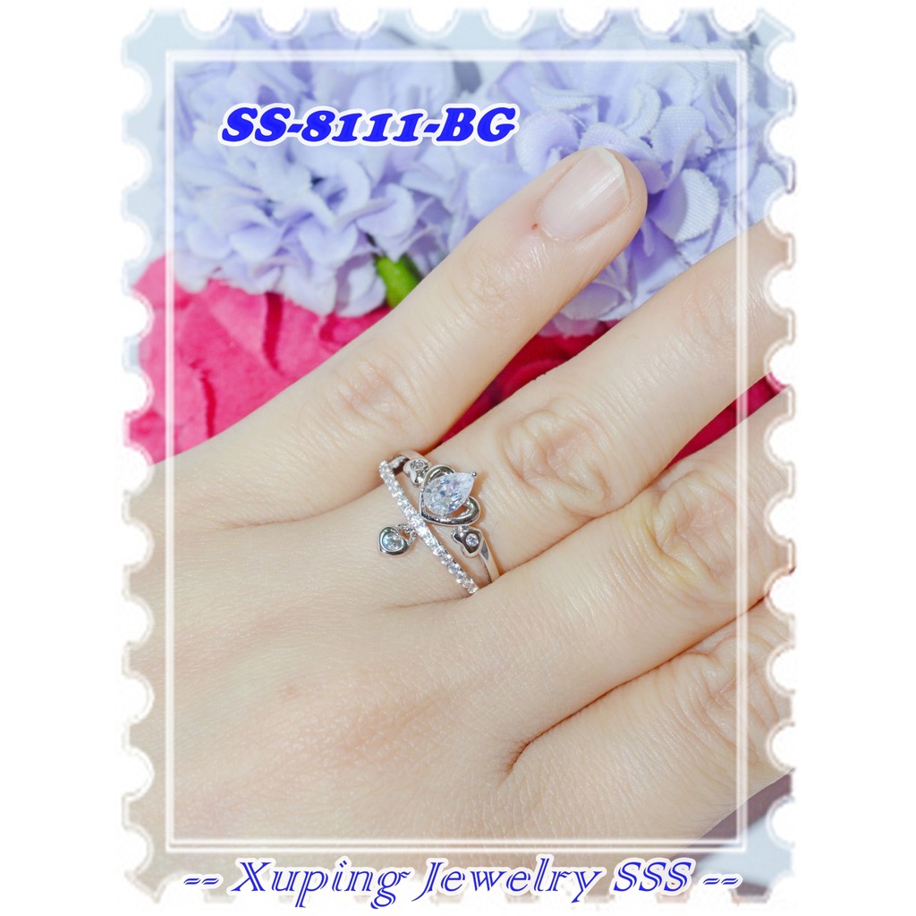 Original Xuping Brand SS-8111-BG Gold Plated Silver Hanging Crown Ring ...