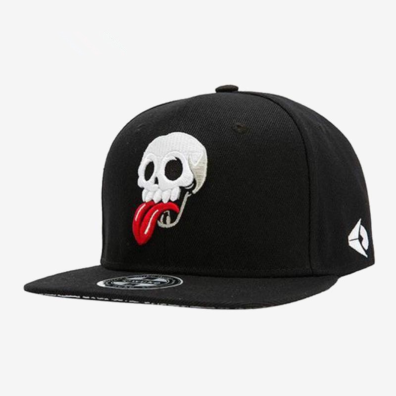 Full cap New Skeleton tongue out embroidery snapback cap Black cool ...
