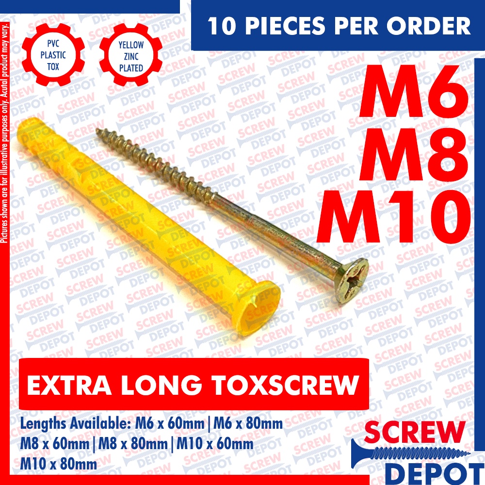 50/20 PIECES Extra Long Tox Screw / Toks Screw / Expansion Screw / Tox ...